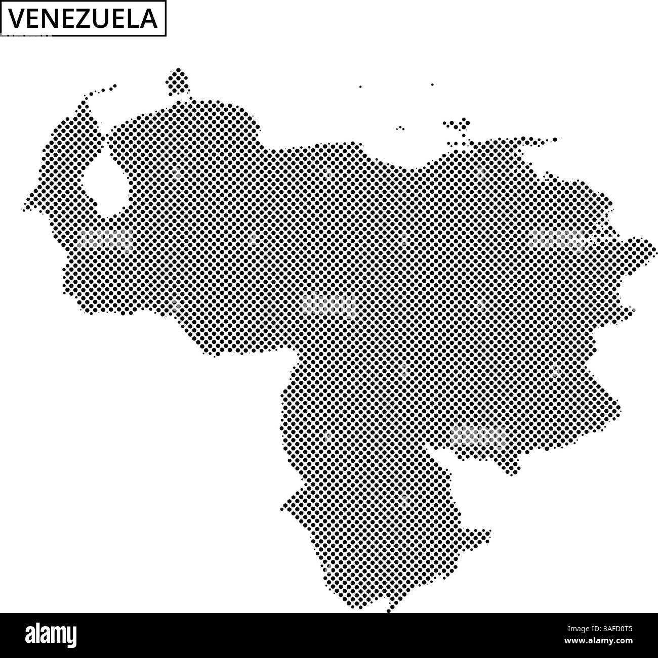 A detailed map outline of Venezuela created with a dotted design ...