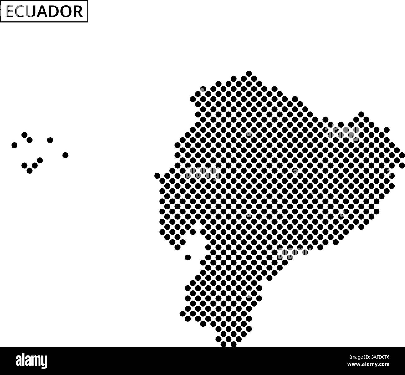 The artwork showcases a detailed map of Ecuador with a unique dot ...