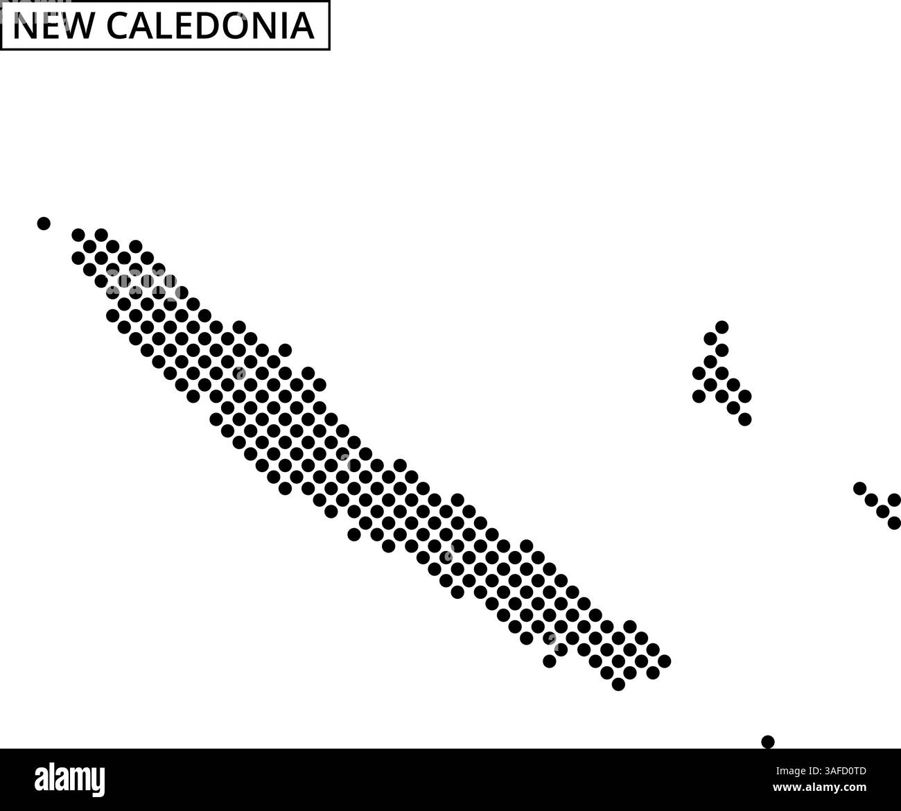 This map showcases the outline of New Caledonia and nearby islands ...