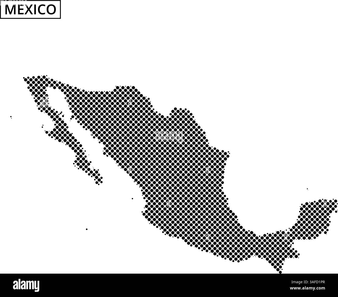 A detailed map of Mexico is represented using dotted patterns ...