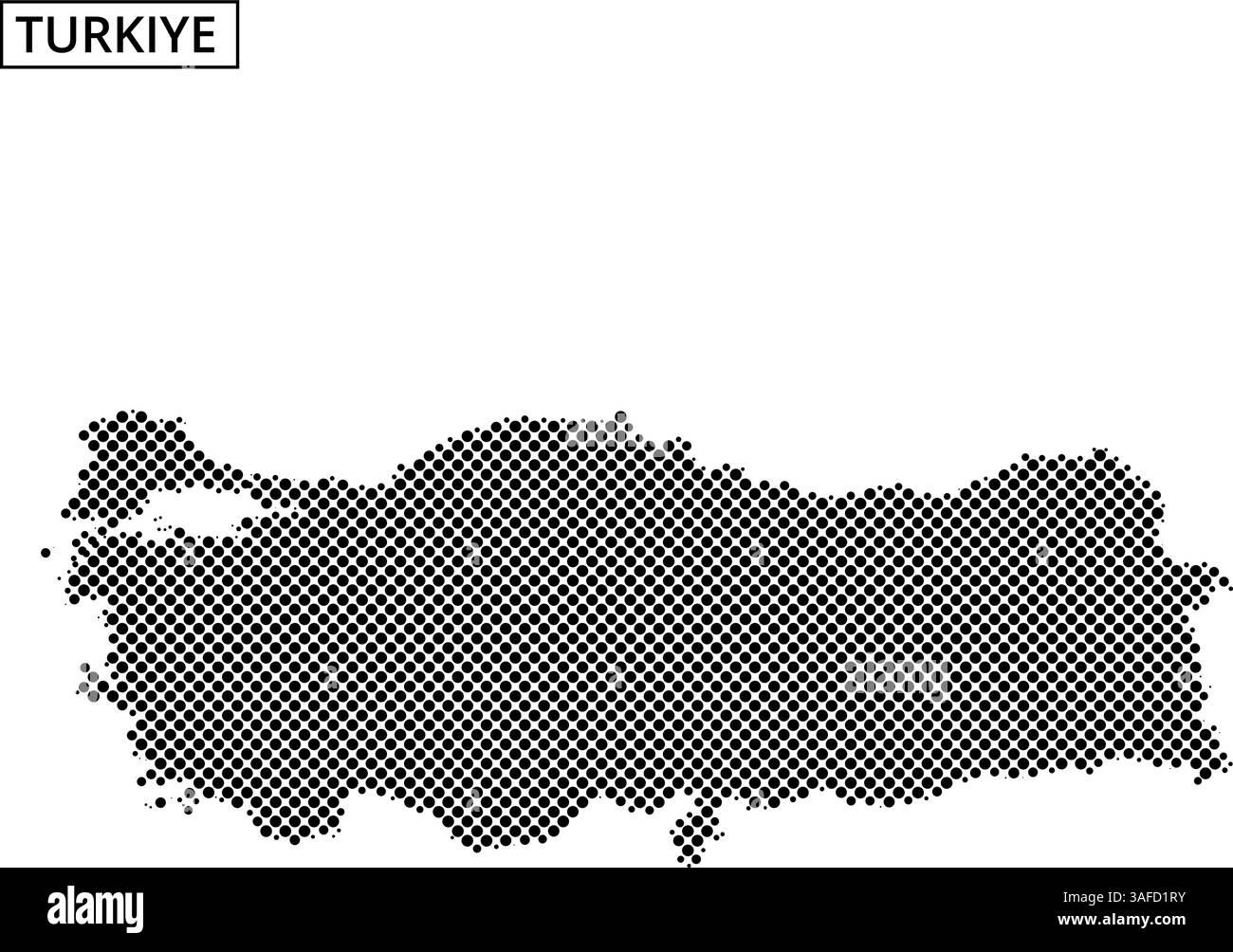 Detailed map of Turkey created using a dotted design, highlighting the ...