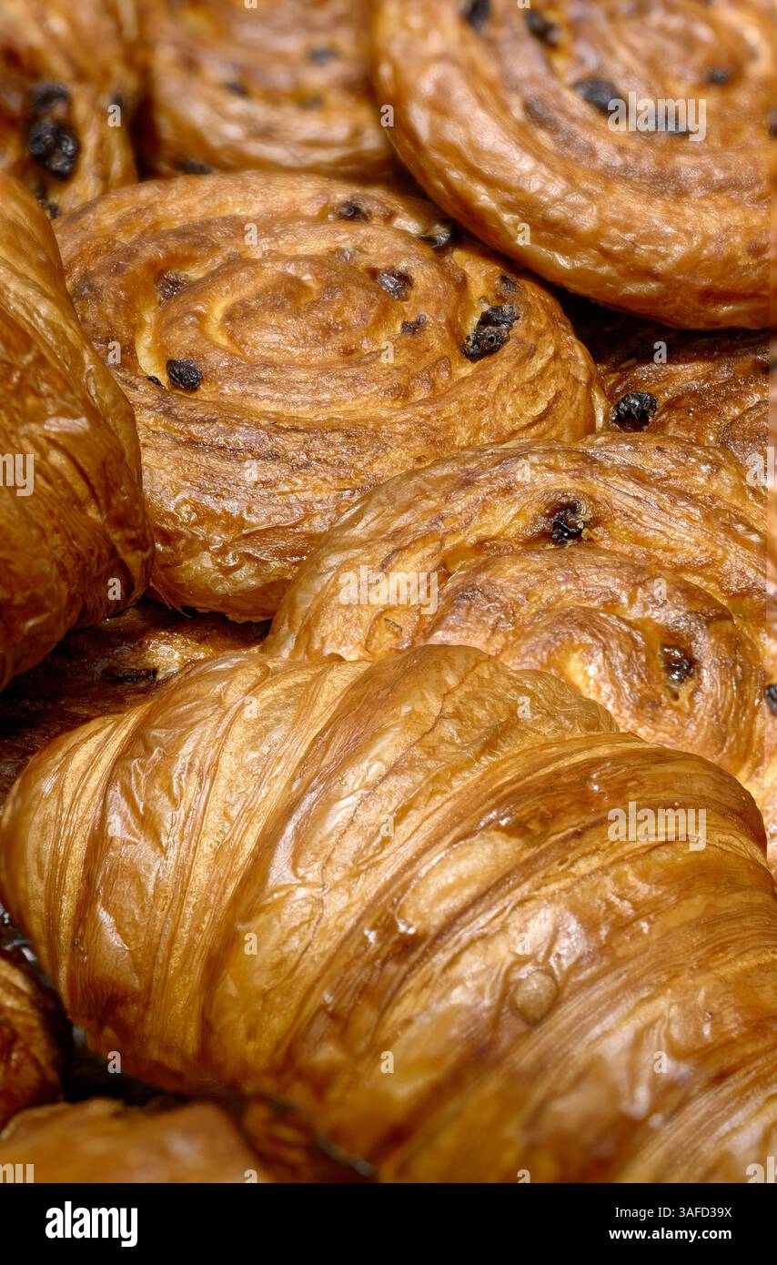 Various types of traditional pastries made from puff pastry ...
