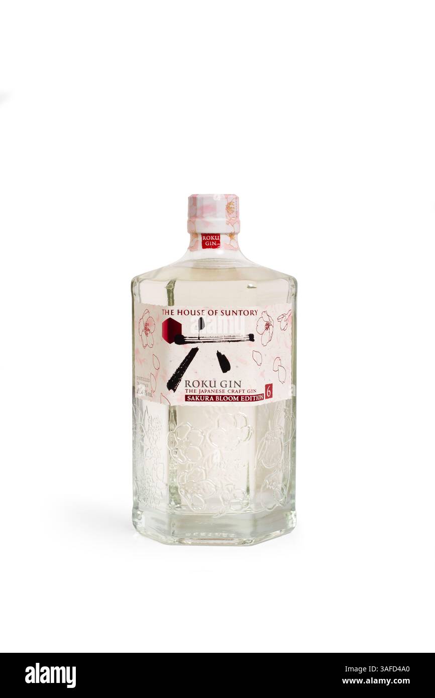 A bottle of roku gin on a white background with copy space Stock Photo ...