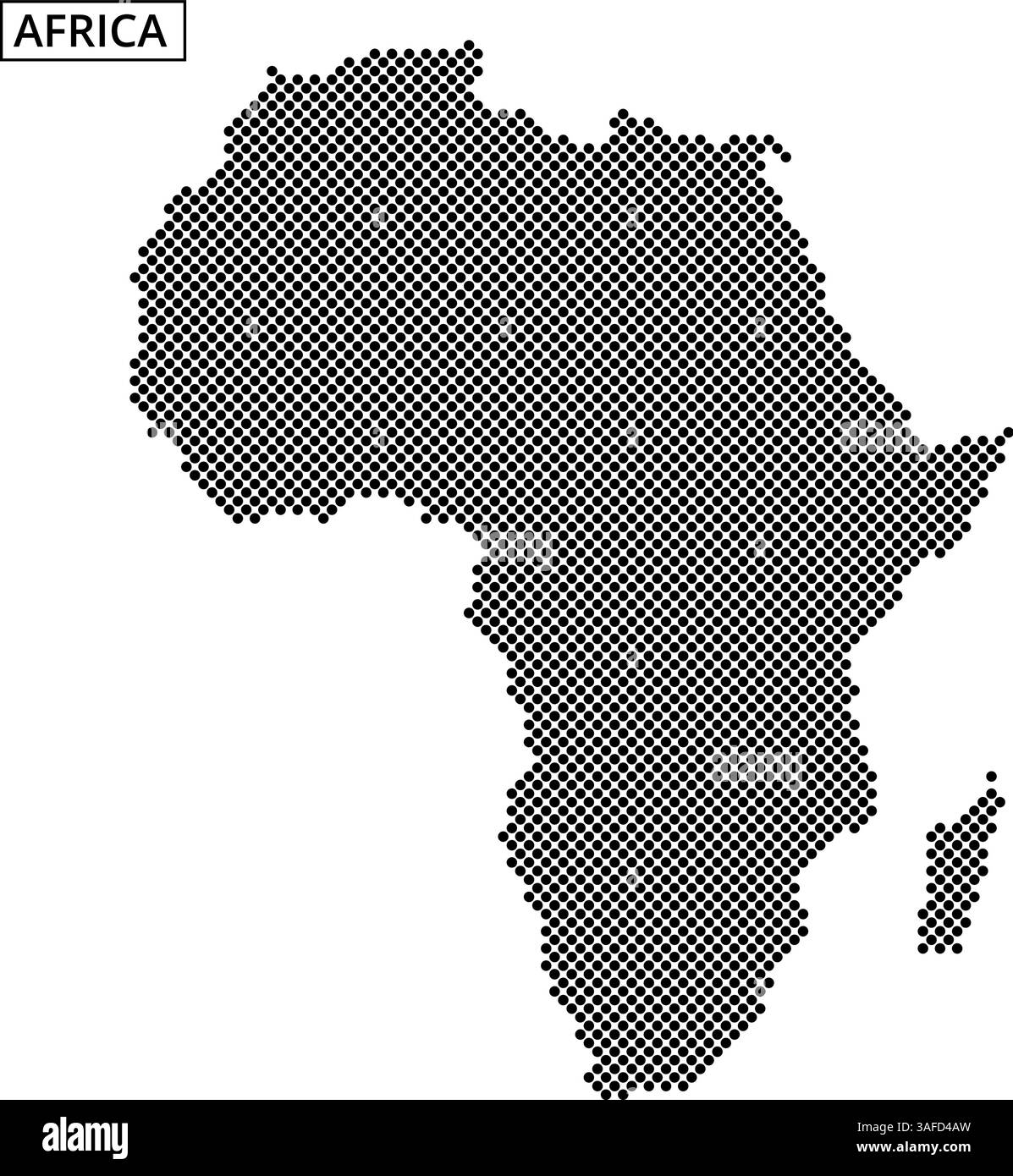 Black dotted outline displays the continent of Africa, highlighting its ...