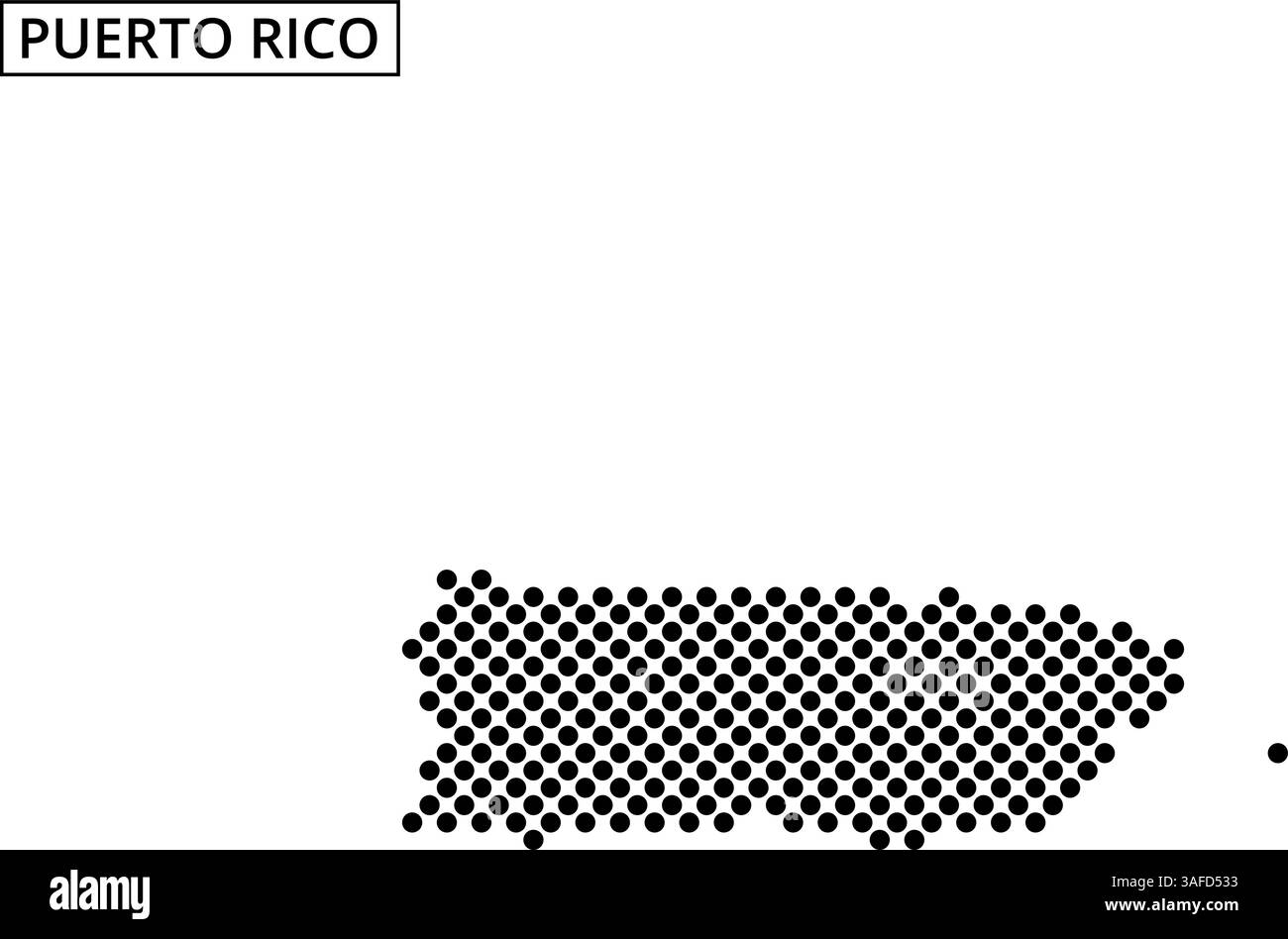 A creative map of Puerto Rico showcased with a dotted pattern and wavy ...