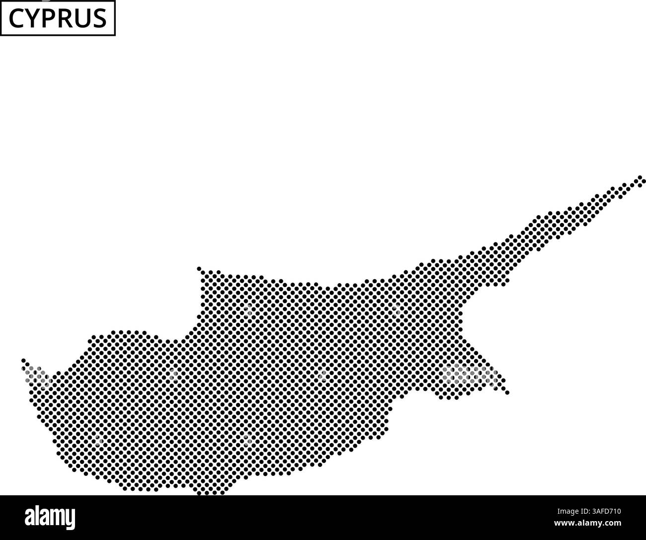 A dotted map of Cyprus is showcased on a white background, emphasizing ...