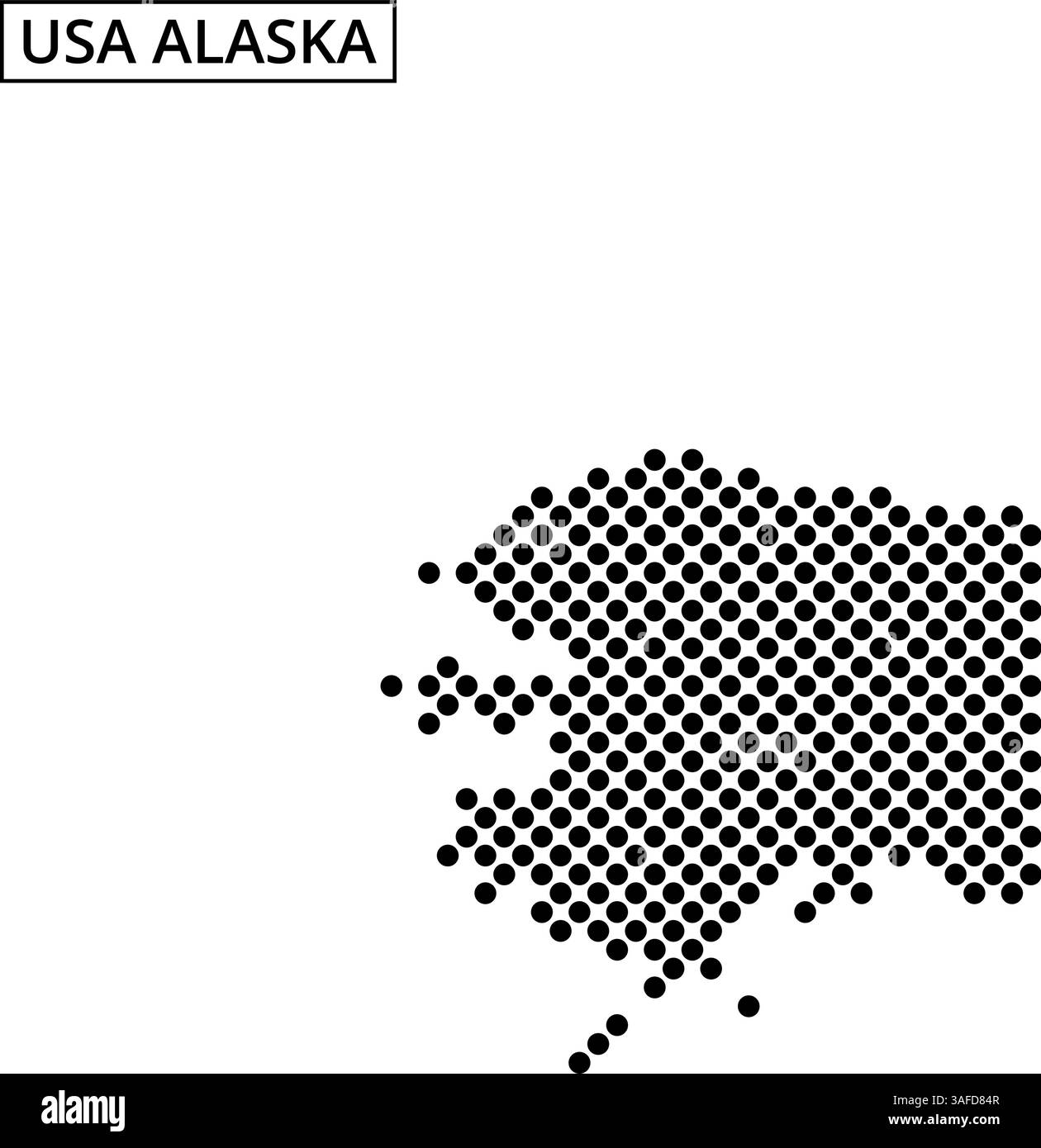 Dots create a visual representation of Alaska, emphasizing its unique ...