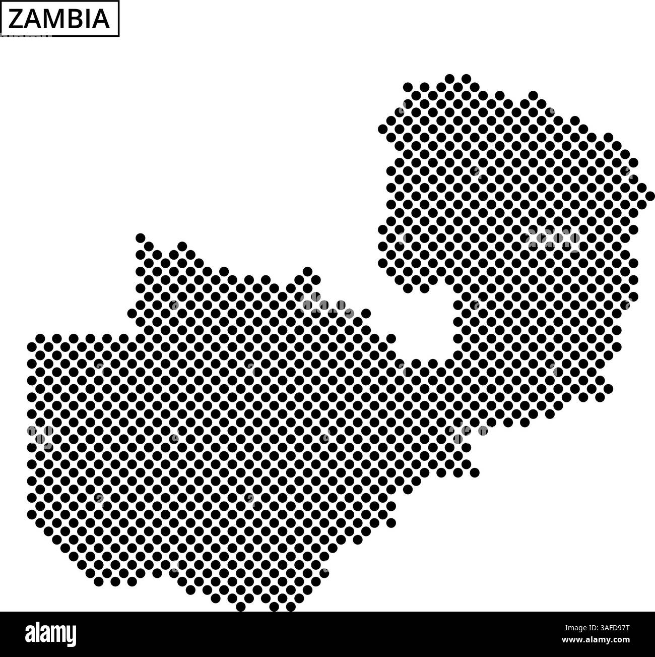 A decorative map showcases Zambia's outline using a dotted design ...