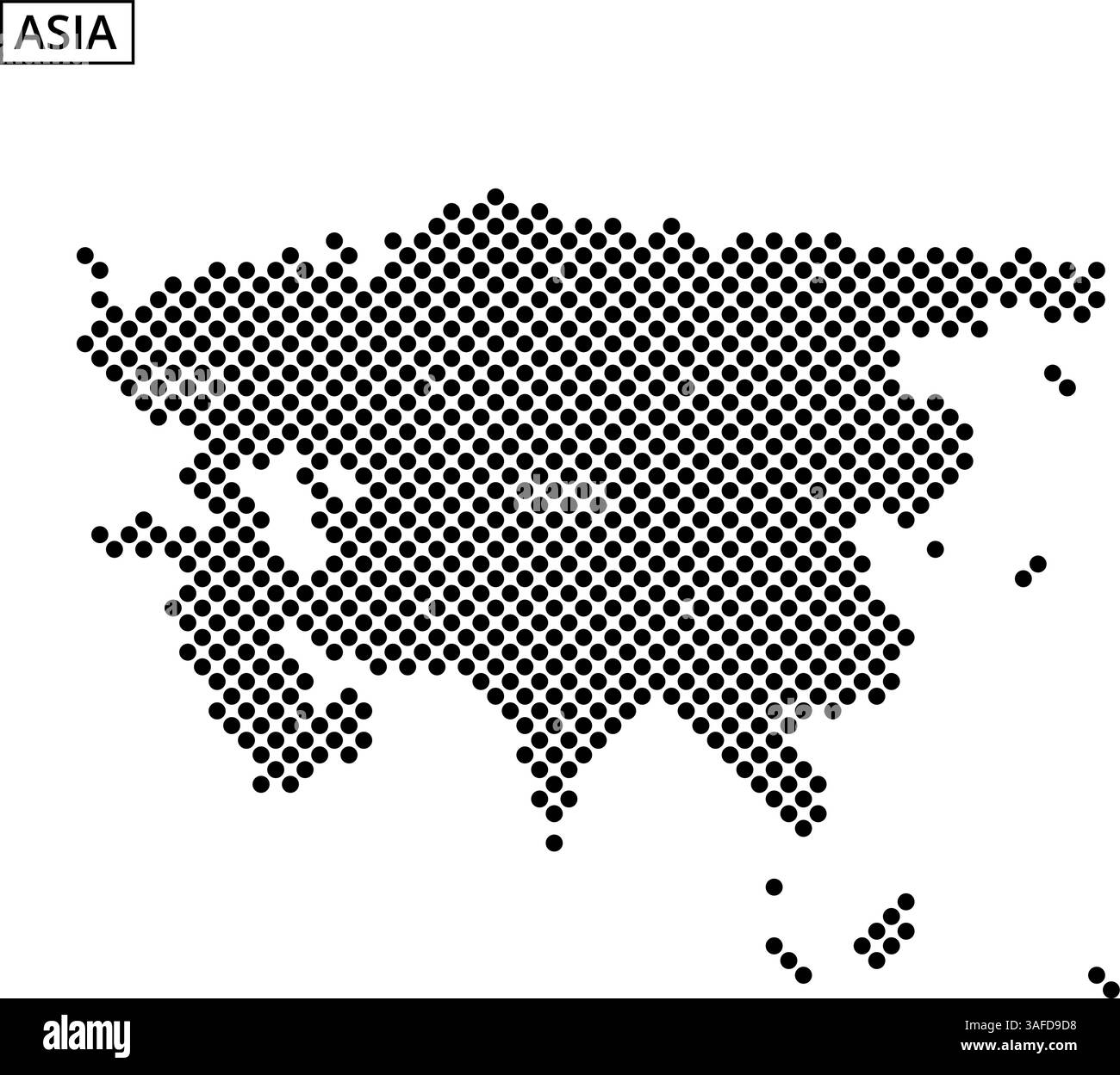 A dot pattern map outlines the geographical boundaries of Asia ...