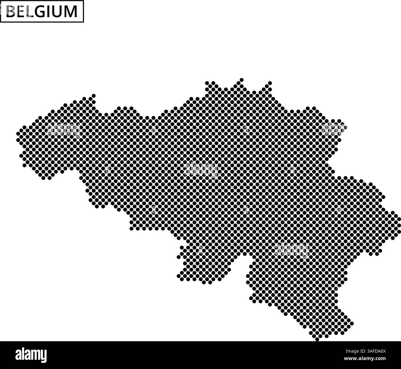 A detailed map of Belgium showcases the country's shape using a unique ...