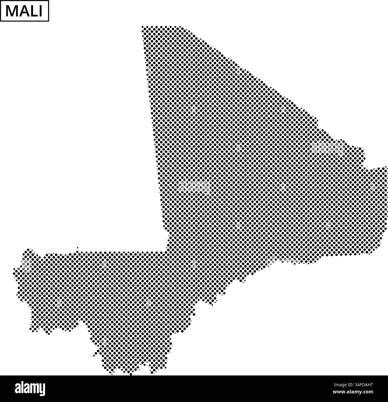 A dotted map displays the outline of Mali, highlighting its ...