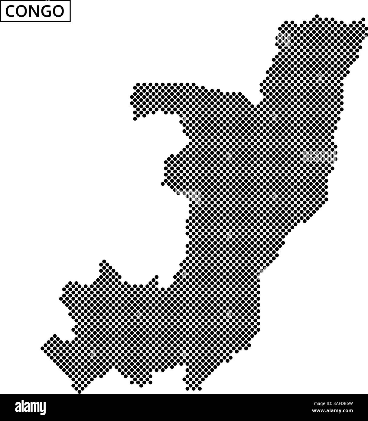 The dotted outline of Congo highlights the country's shape and ...