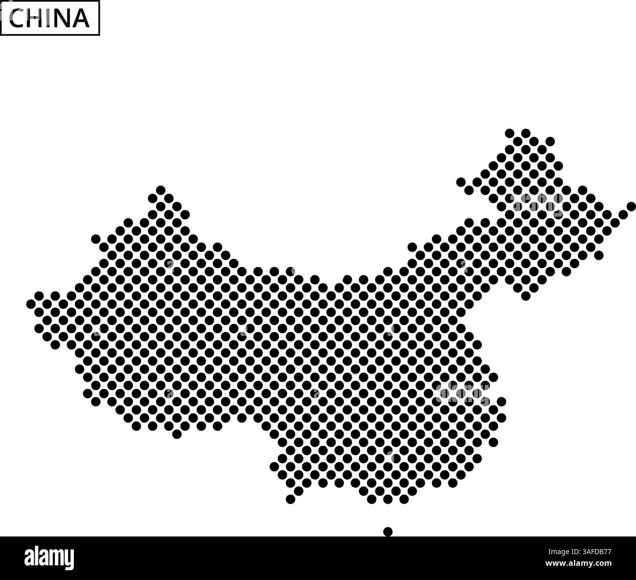 A dotted outline of China highlights its geographic shape and key ...