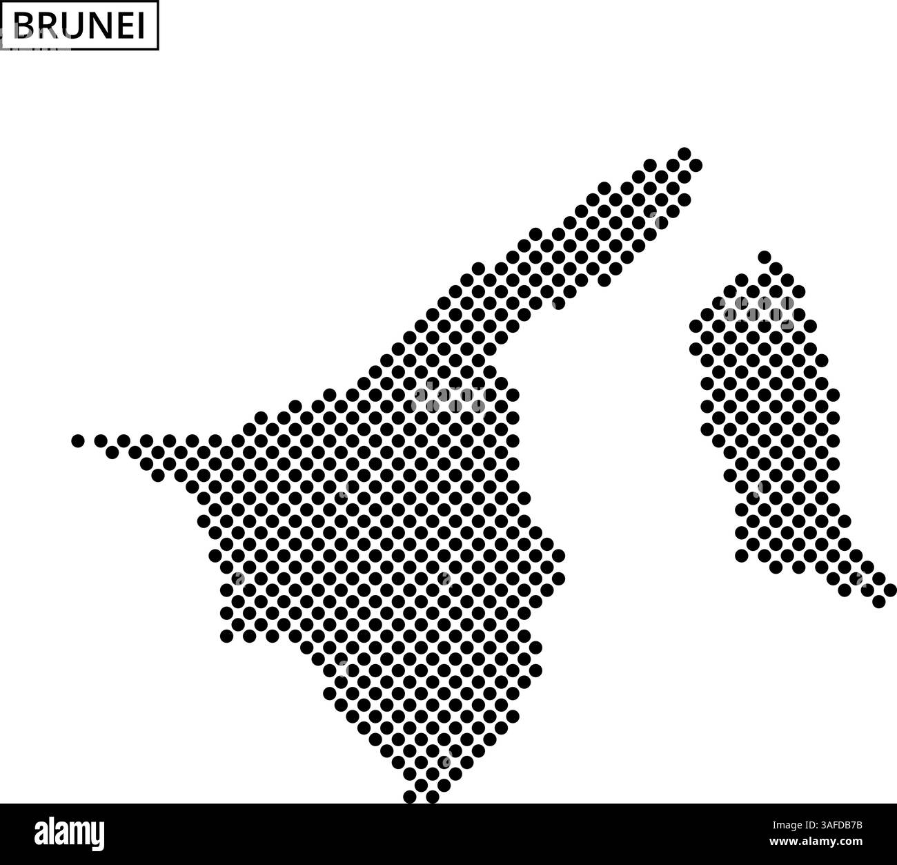 Dot pattern map of Brunei highlighting its geographic shape and ...