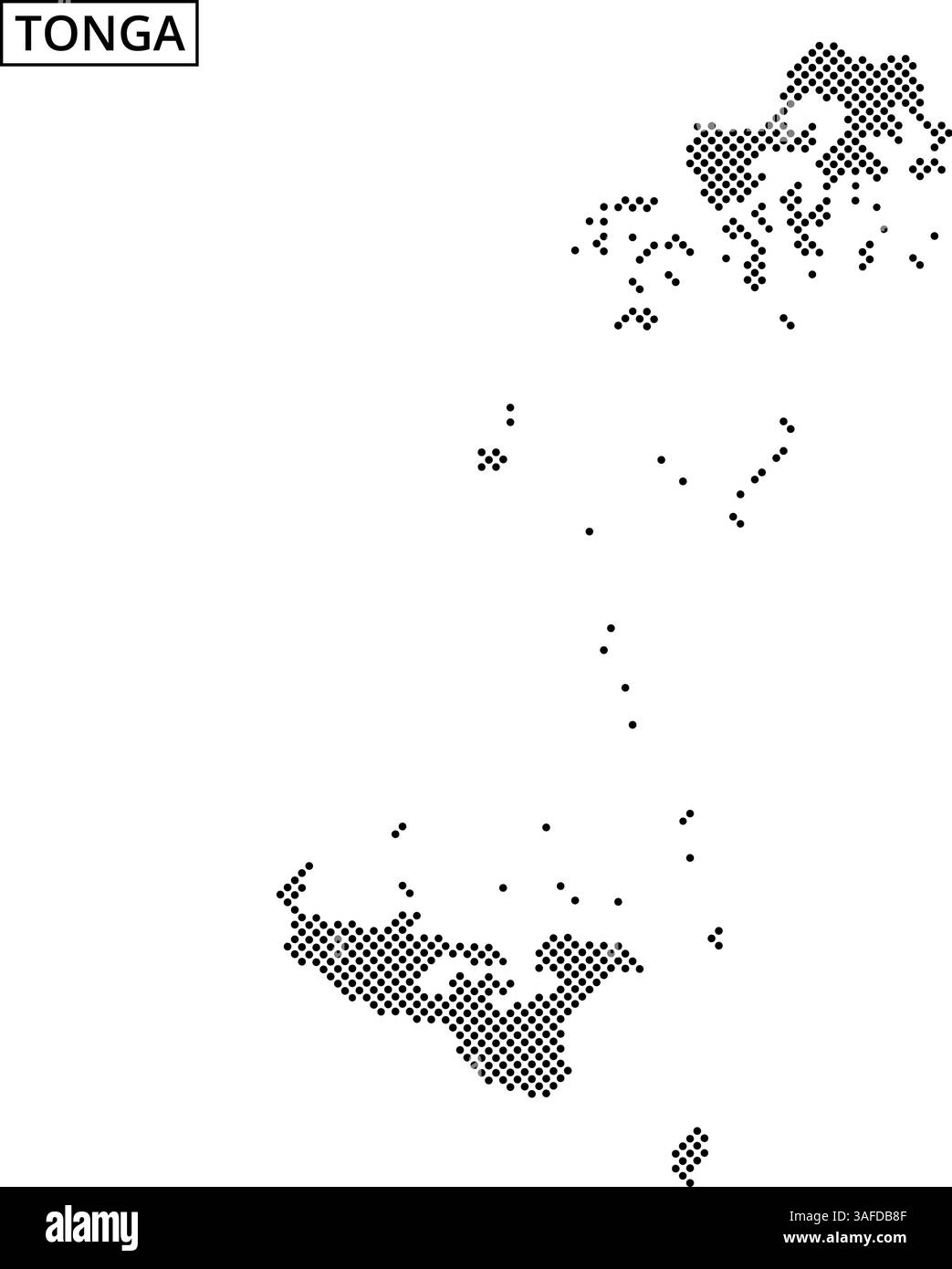 A detailed dot pattern outlines the islands of Tonga, emphasizing its ...
