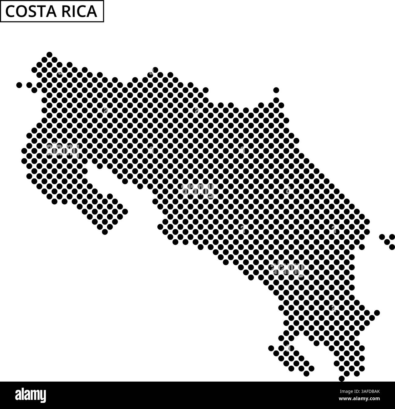 A creative representation of the Costa Rica map using a dotted pattern ...