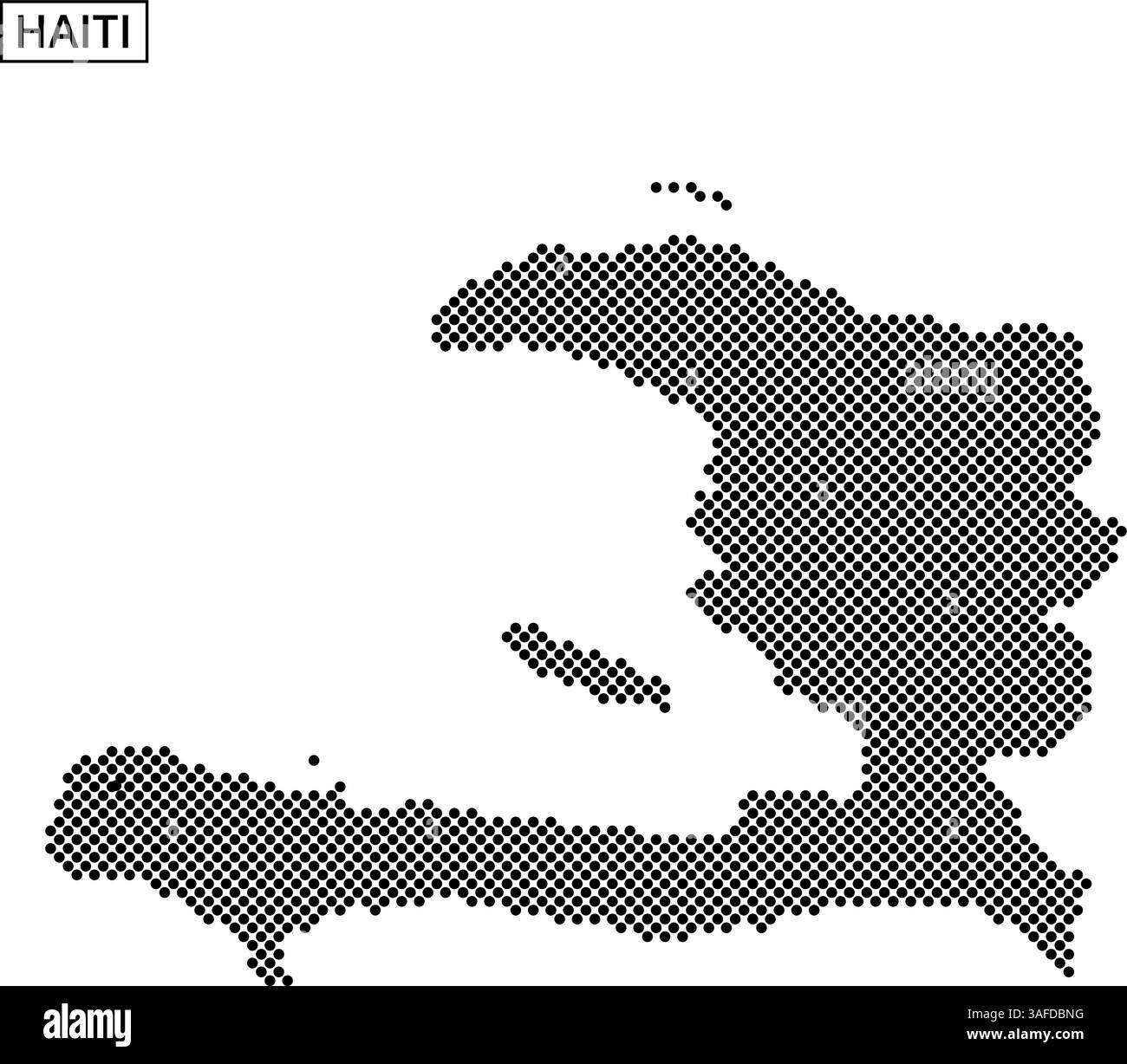 This map showcases the outline of Haiti in a dotted texture against a ...