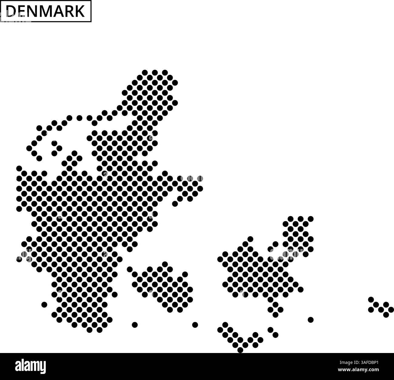 This dotted representation outlines Denmark, highlighting its unique ...