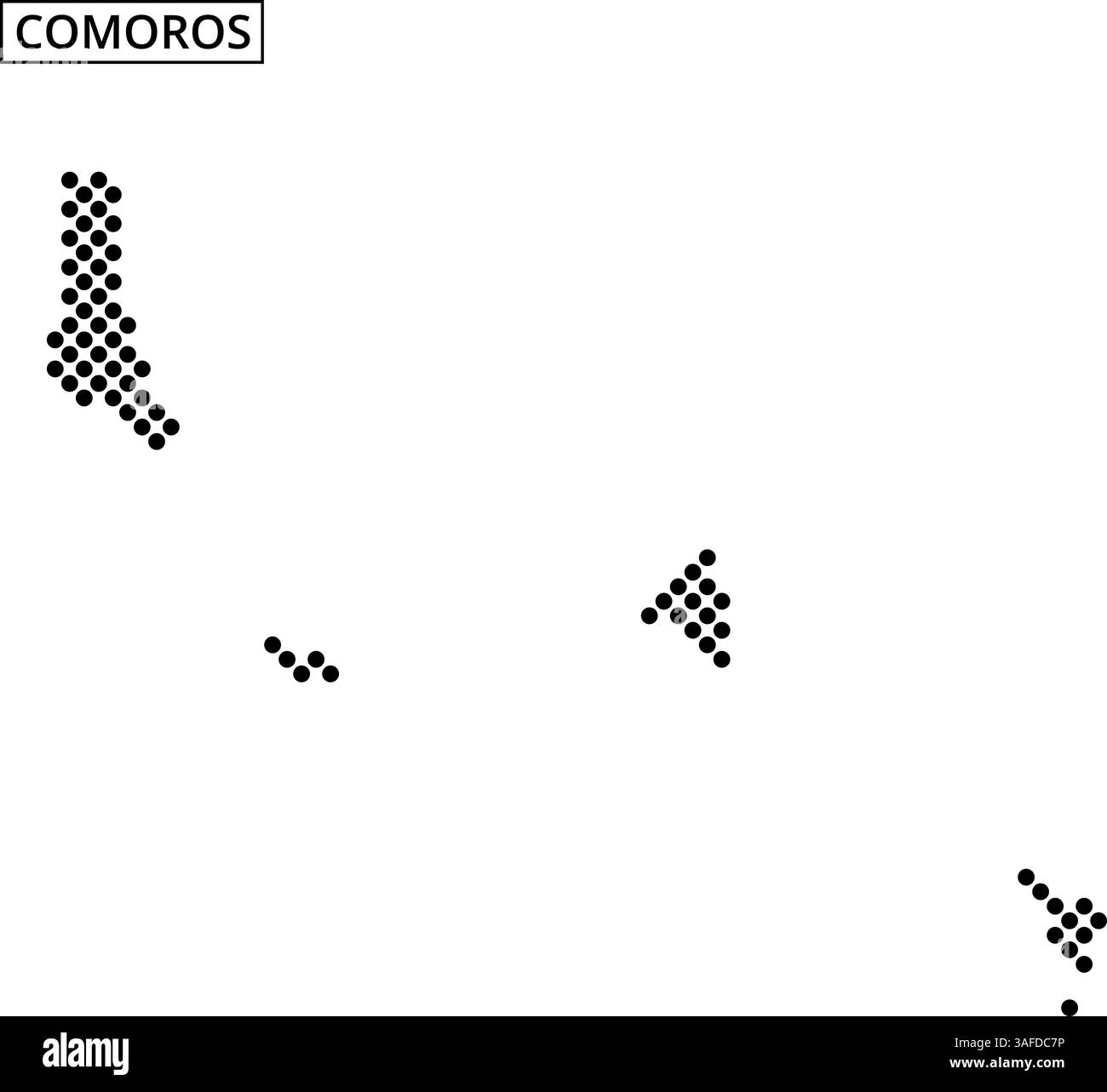 Detailed map outline highlighting the islands of Comoros with ...