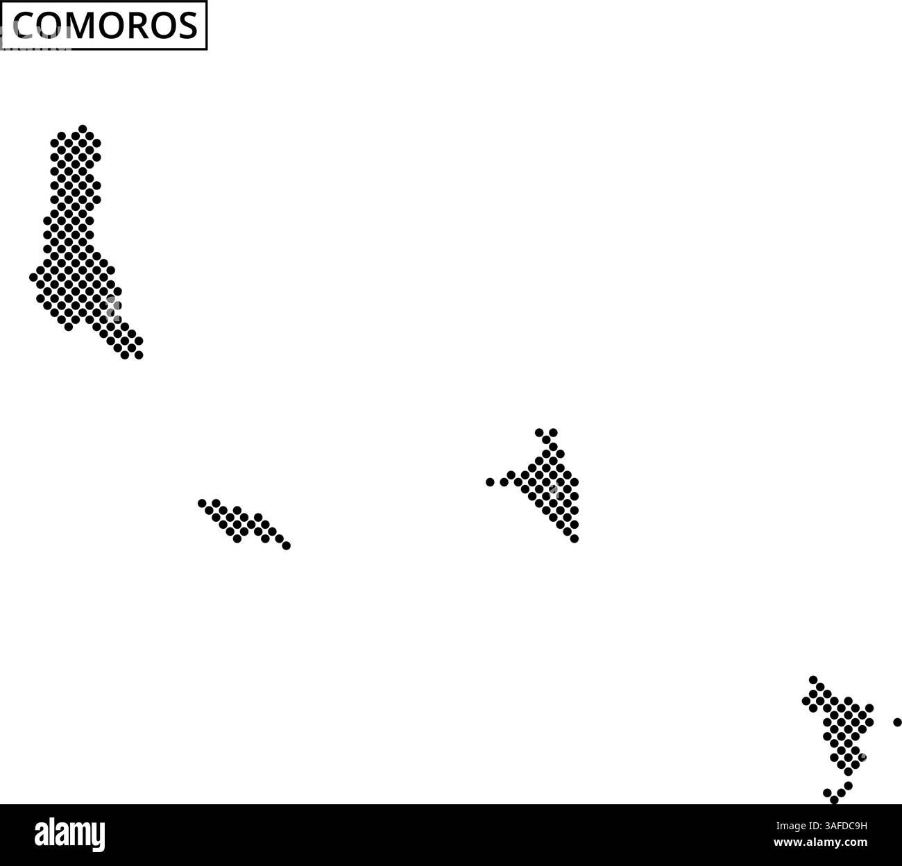 Detailed map outline highlighting the islands of Comoros with ...
