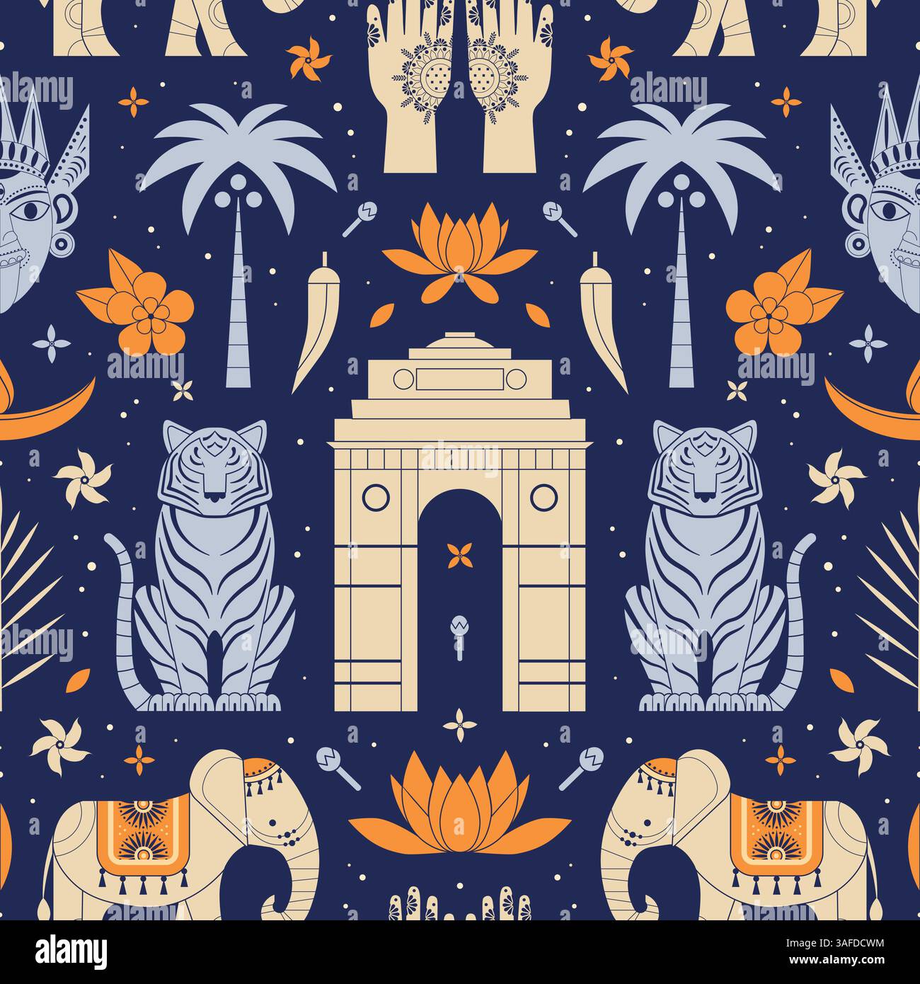 India Travel Pattern with Symbols and Attractions Stock Vector Image ...