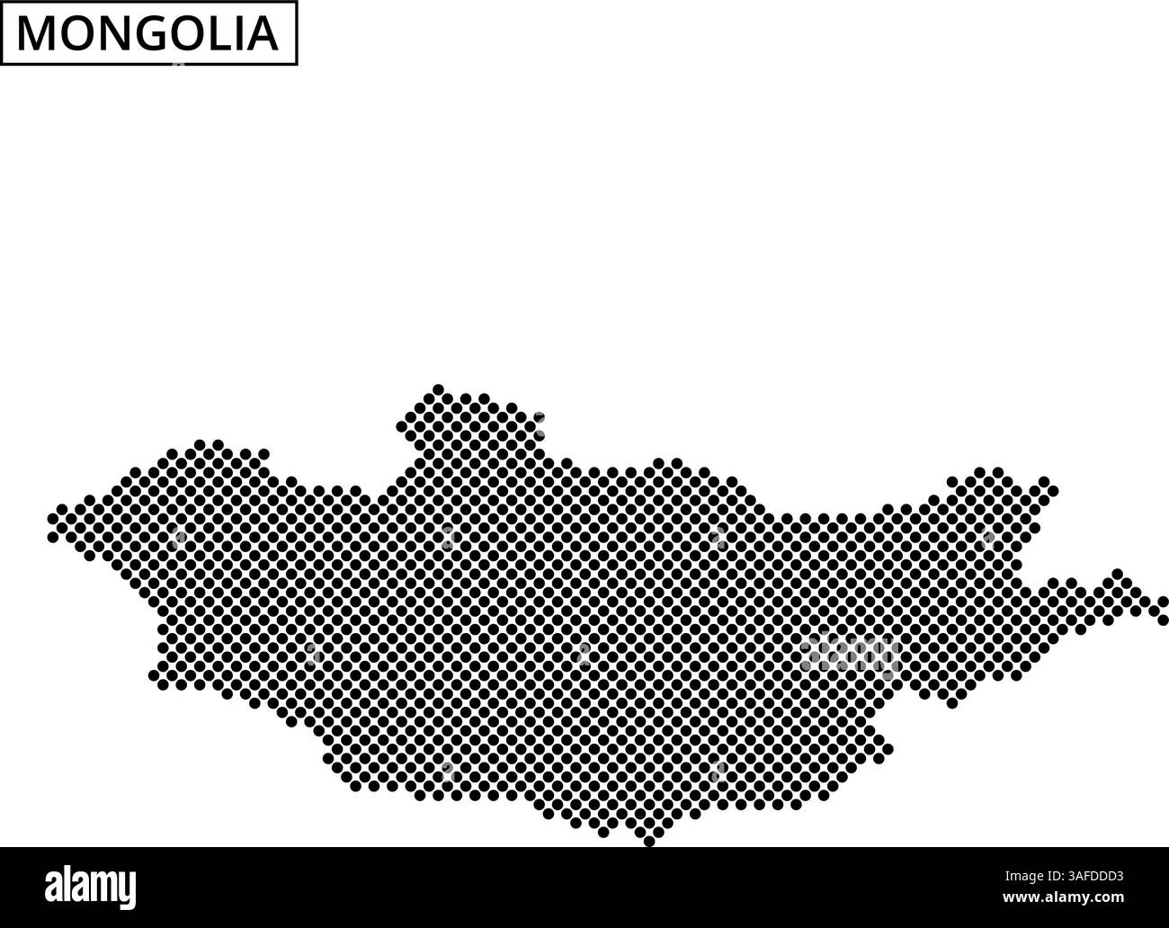 A detailed dotted map representation of Mongolia, showcasing its shape ...