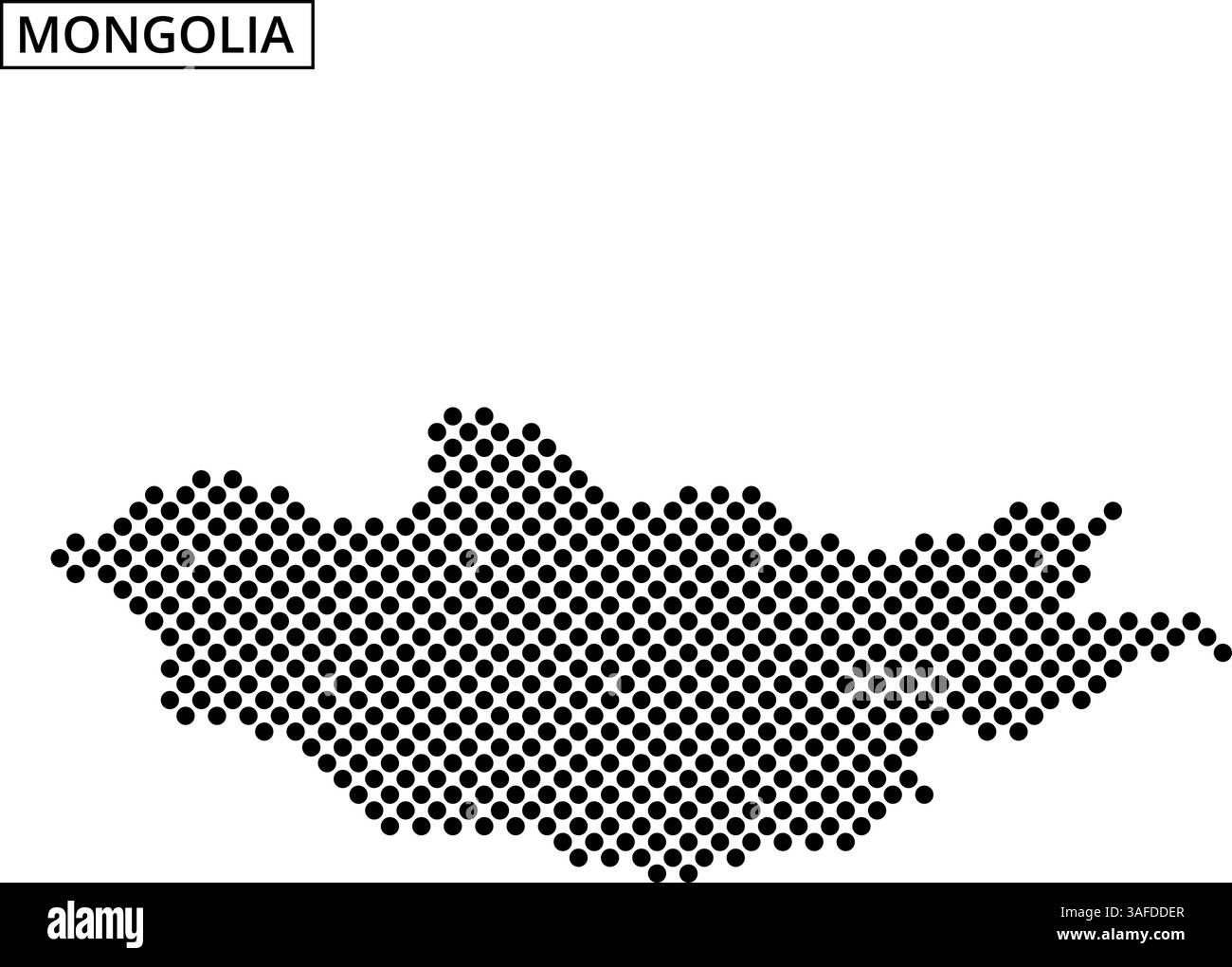 A detailed dotted map representation of Mongolia, showcasing its shape ...