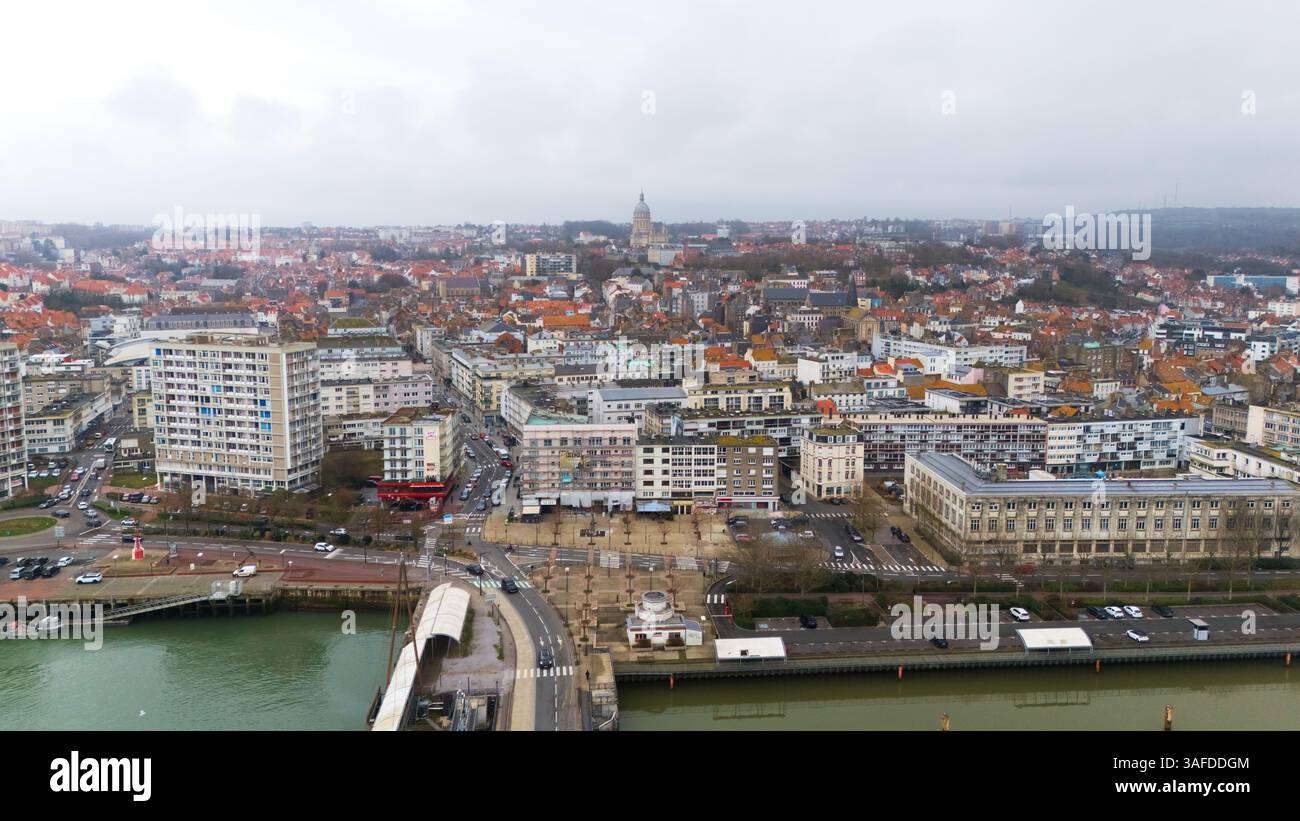 Boulogne. France 03.28.2025 Aerial view of Boulogne-sur-Mer city center ...
