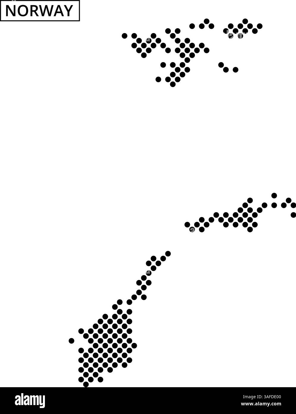 A visual representation of Norway using a dotted pattern against an ...