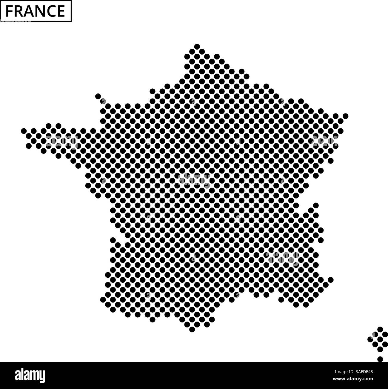 Detailed representation of France using black dots to form its ...