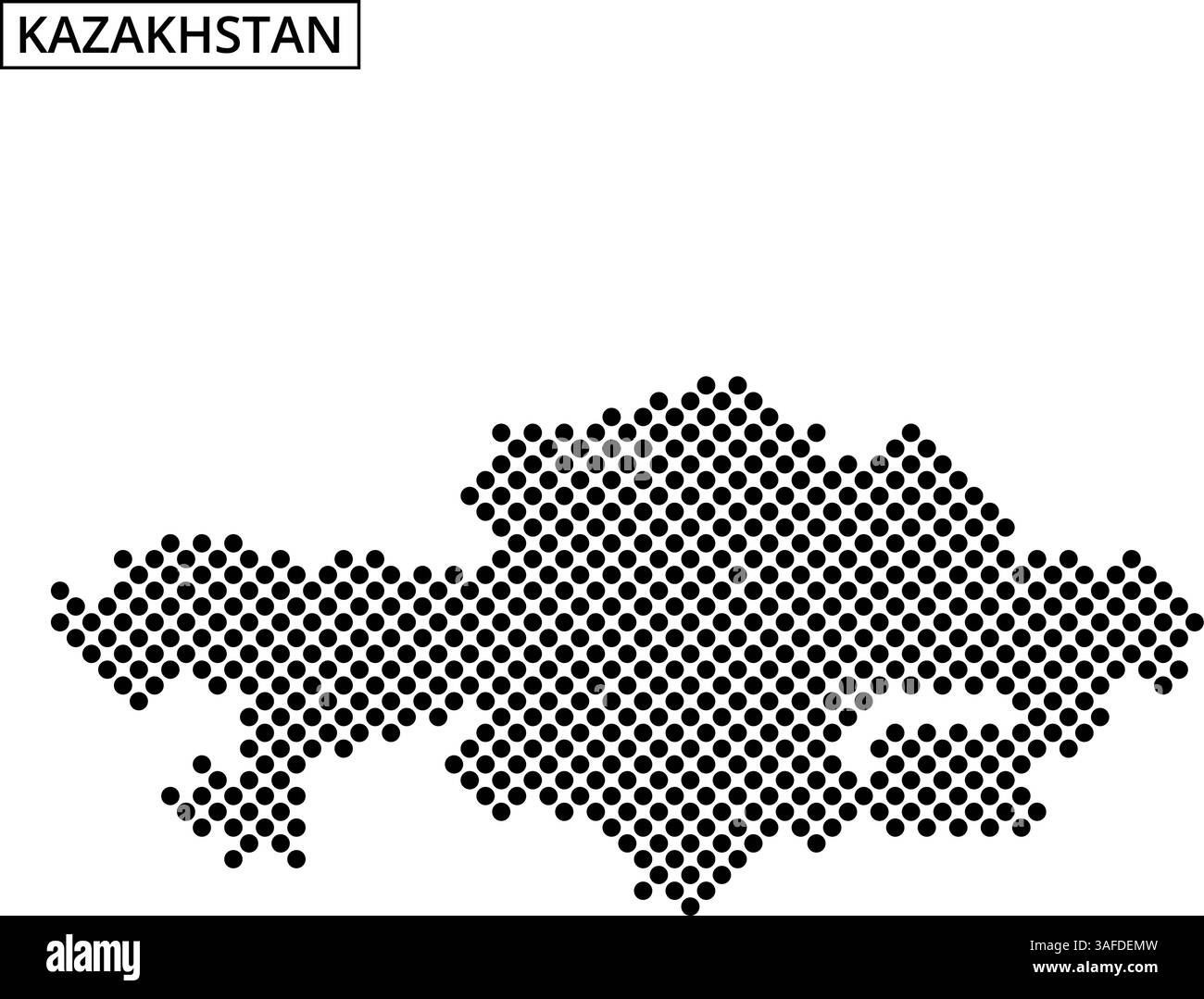 A dotted representation of Kazakhstan's map showcases its geographical ...