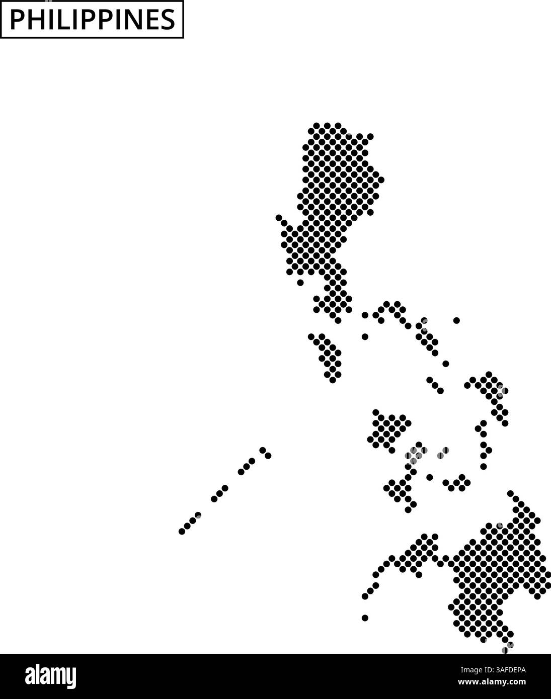 A dotted map representing the shape of the Philippines, focusing on its ...
