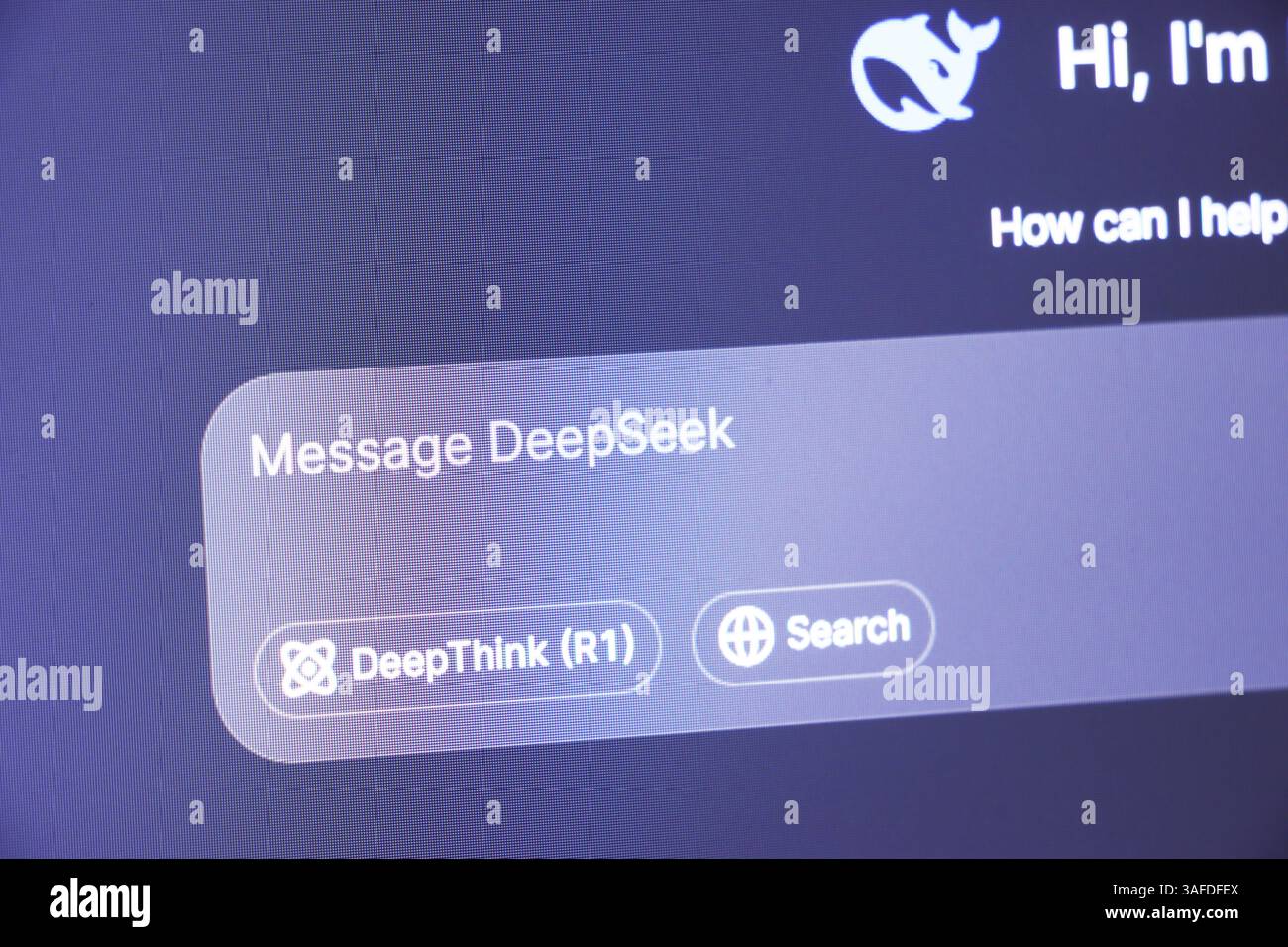 Interface of deepseek ai messaging and search functions Stock Photo - Alamy