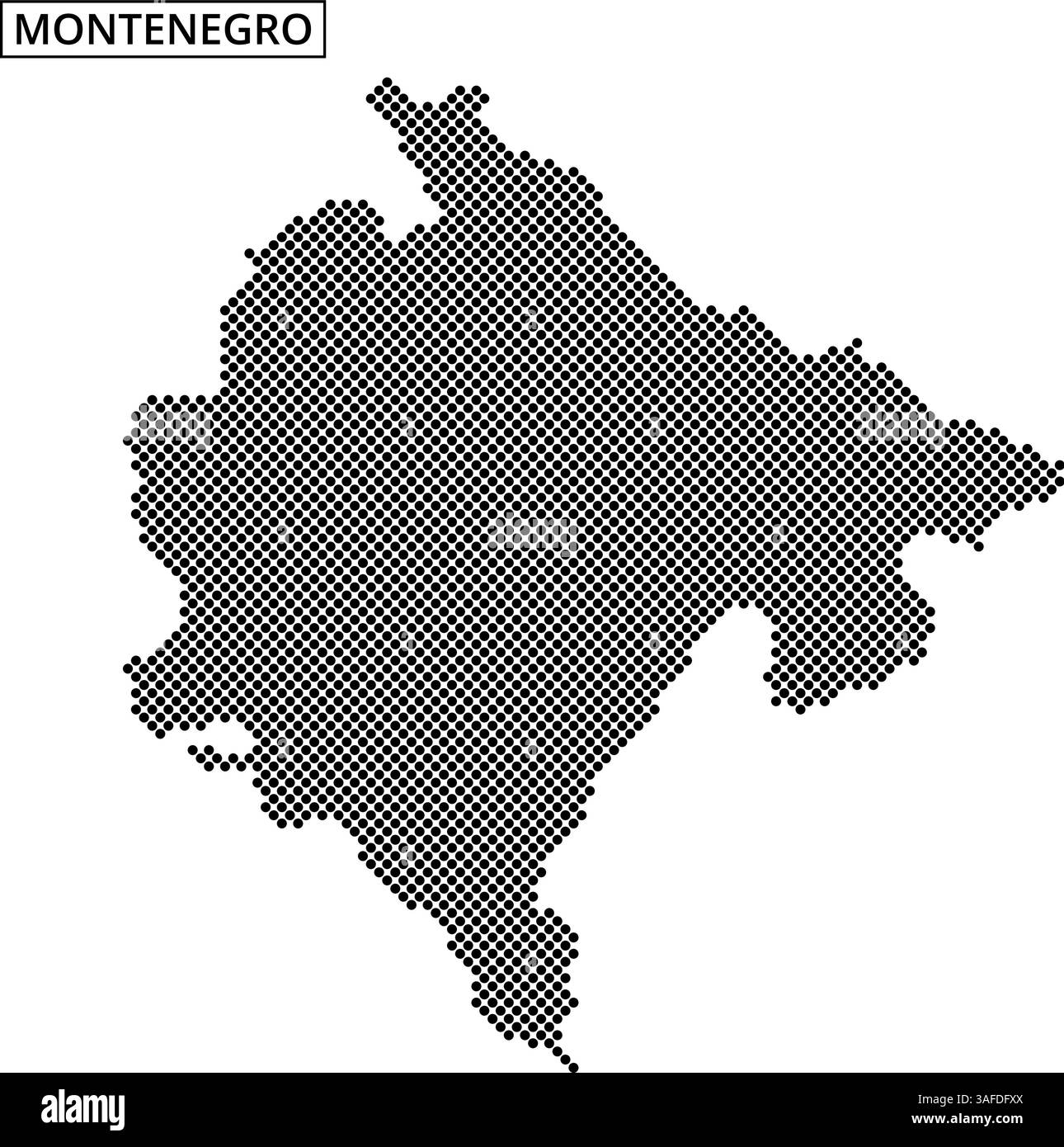 Montenegro is represented with a dotted outline on a clear background ...