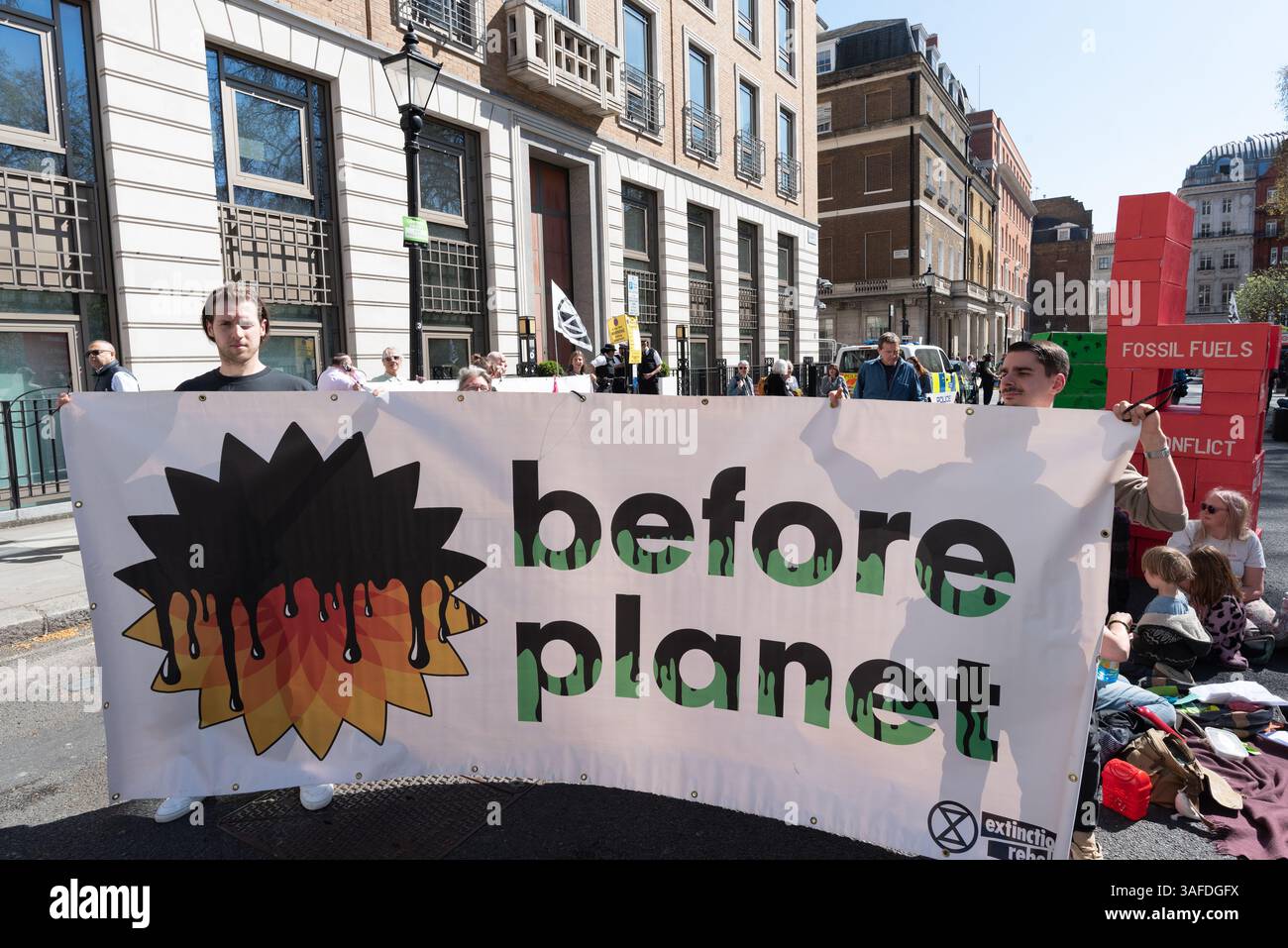 London, UK. 7 April, 2025. Environmental activists from Extinction ...