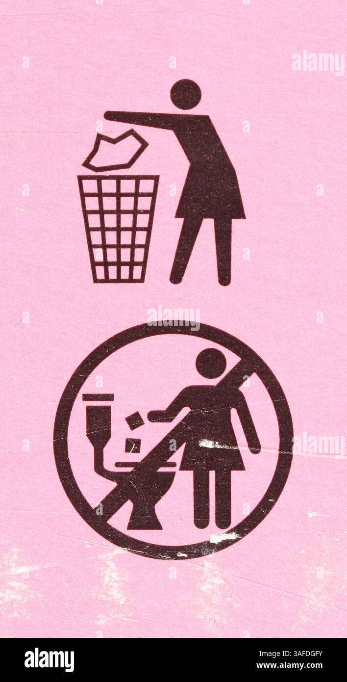 Waste disposal instructions: proper trash bin usage and toilet waste ...