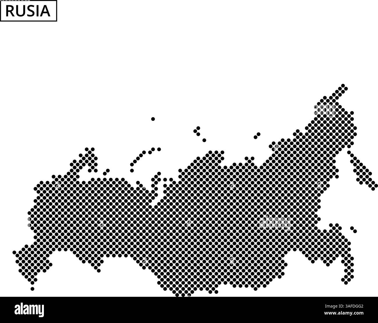 The map highlights Russia's geographical outline with a dotted pattern ...