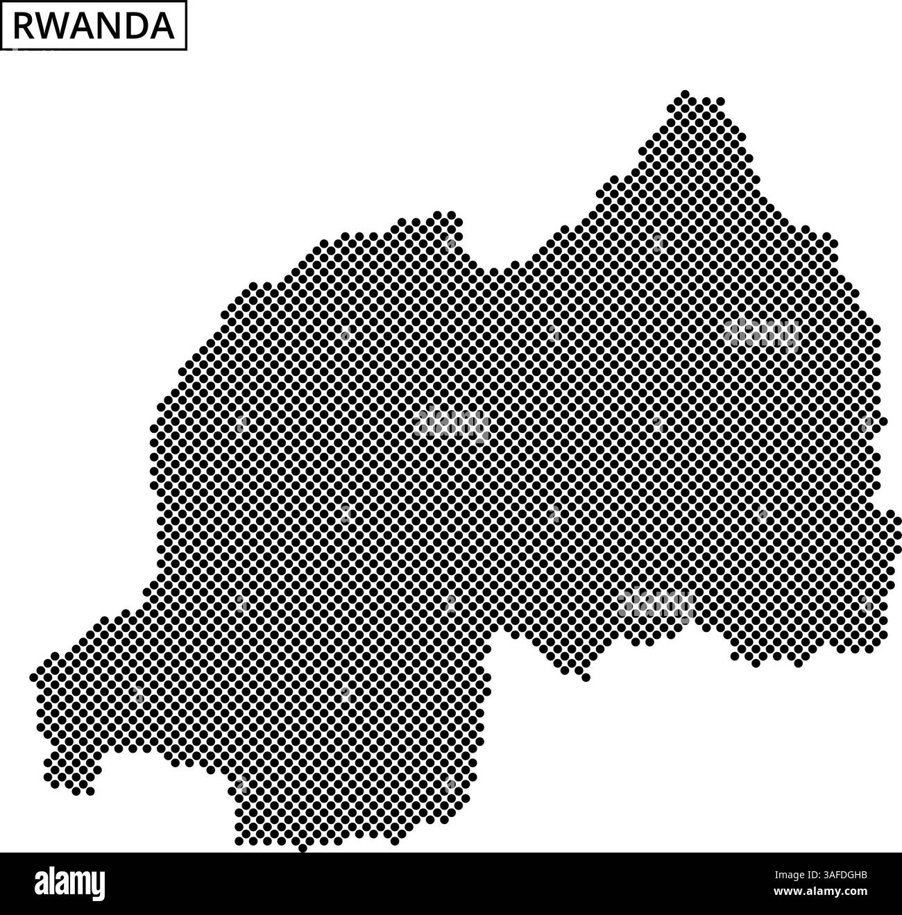 Dot-styled representation of Rwanda showcases its geography ...