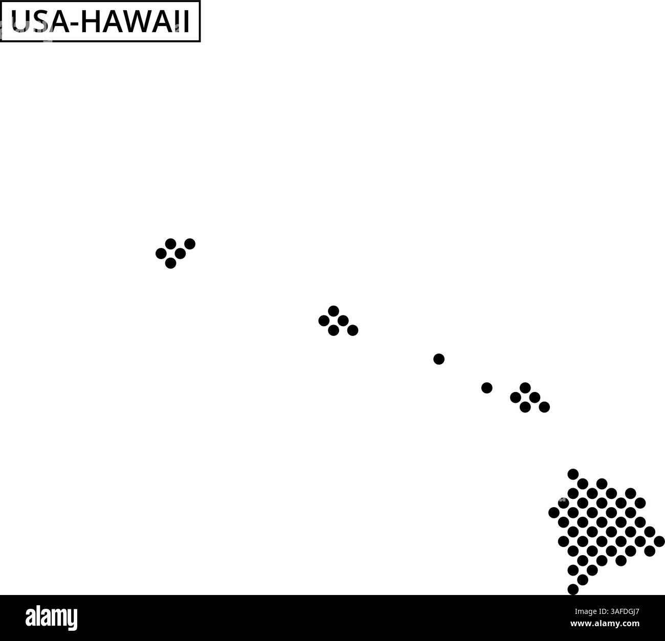 This visual displays an outline map of Hawaii featuring a dotted ...