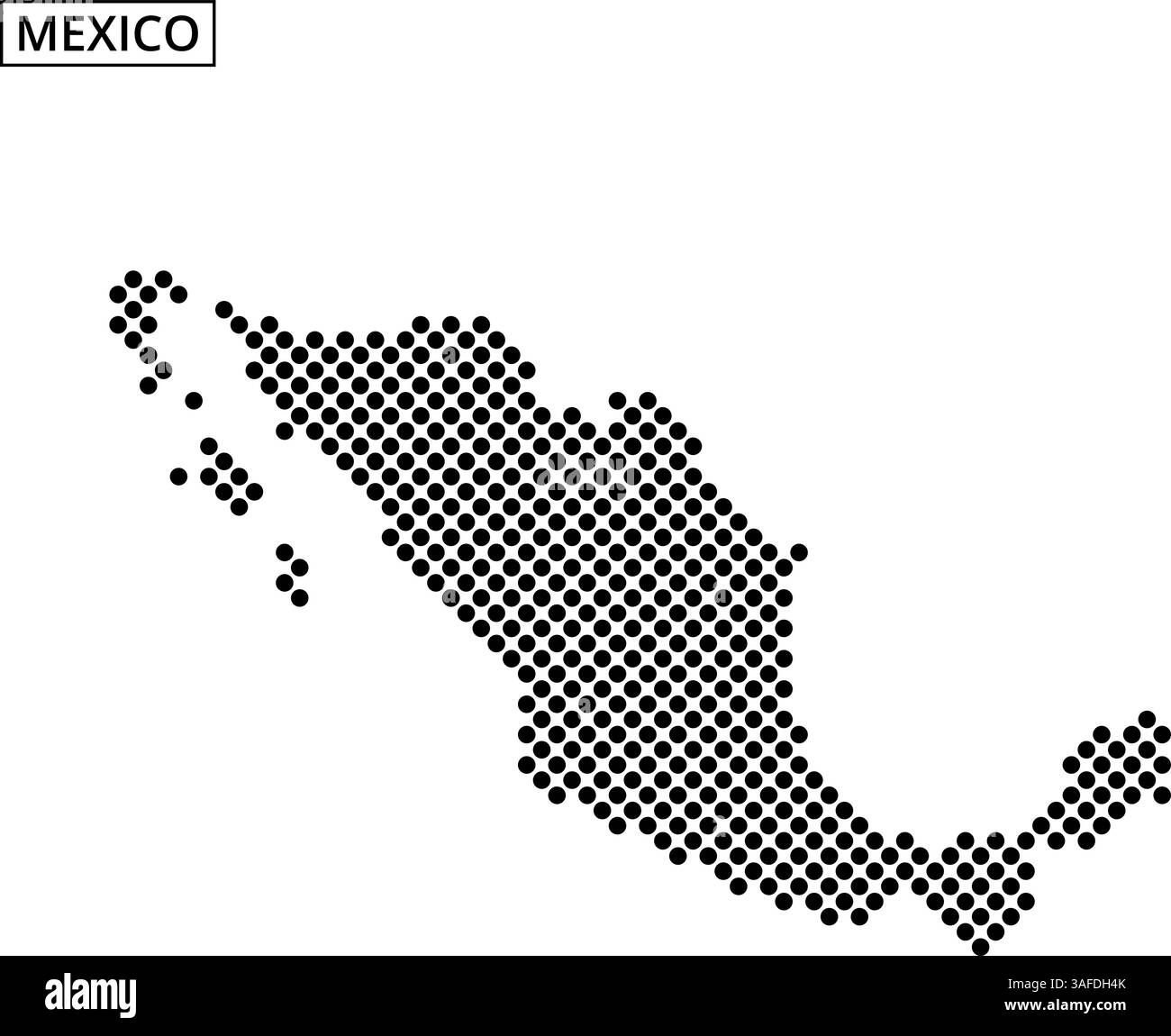 A detailed map of Mexico is represented using dotted patterns ...