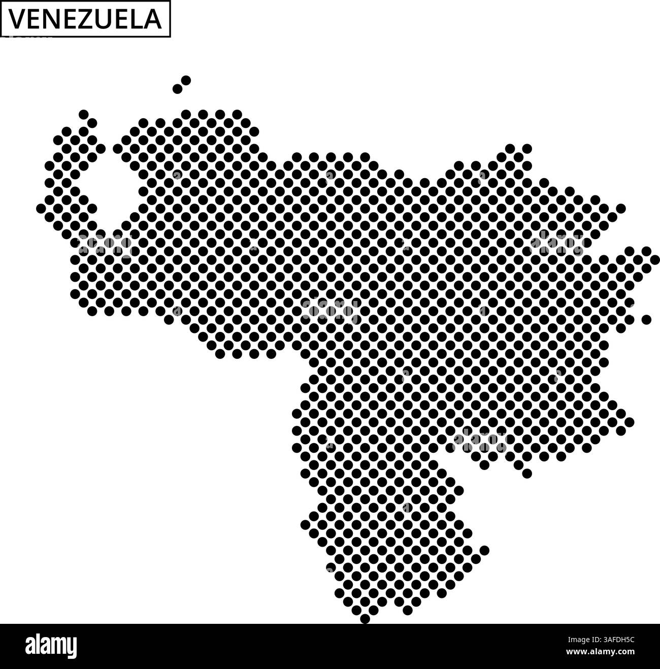A detailed map outline of Venezuela created with a dotted design ...