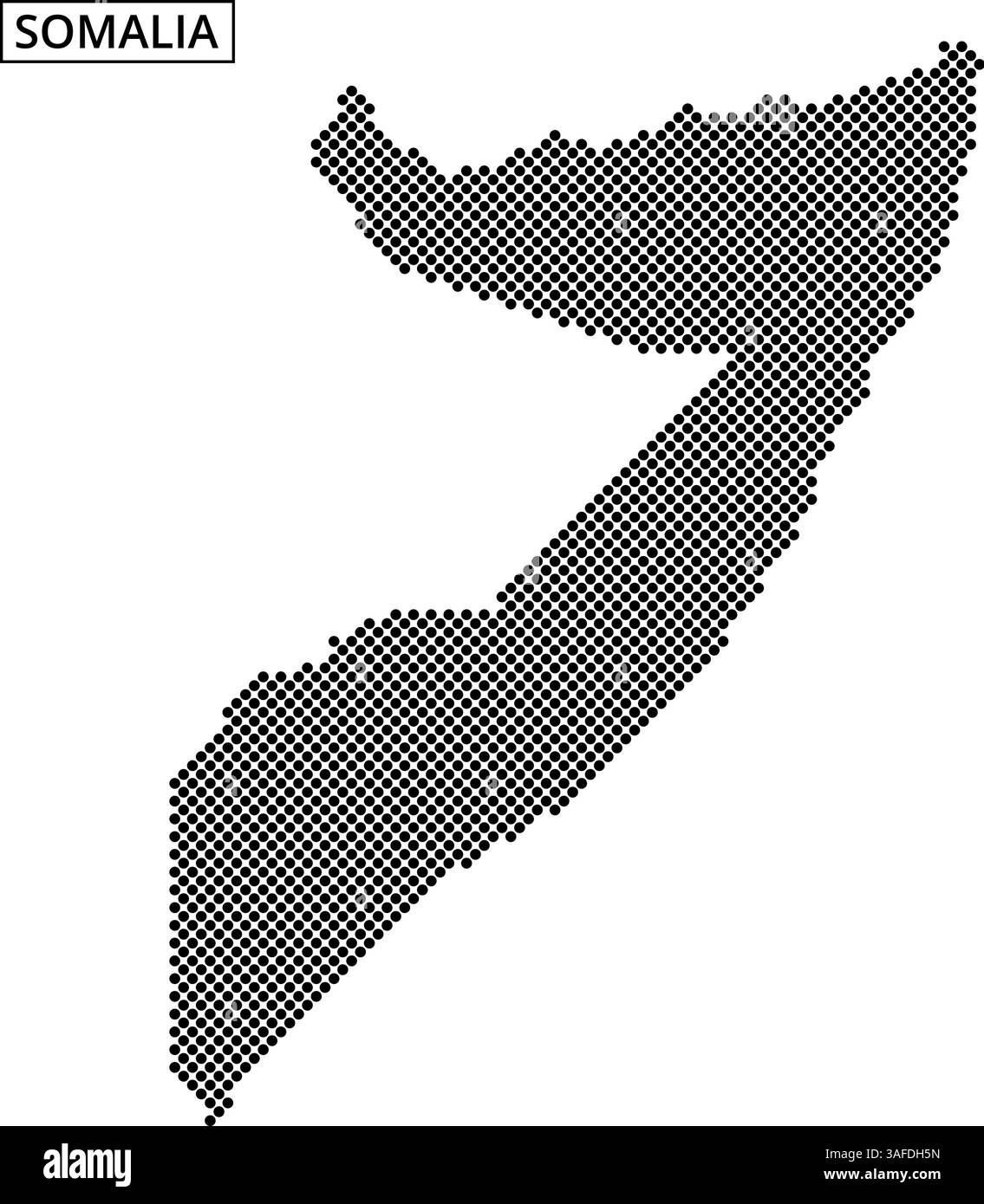 The map of Somalia features a dotted outline, highlighting its ...