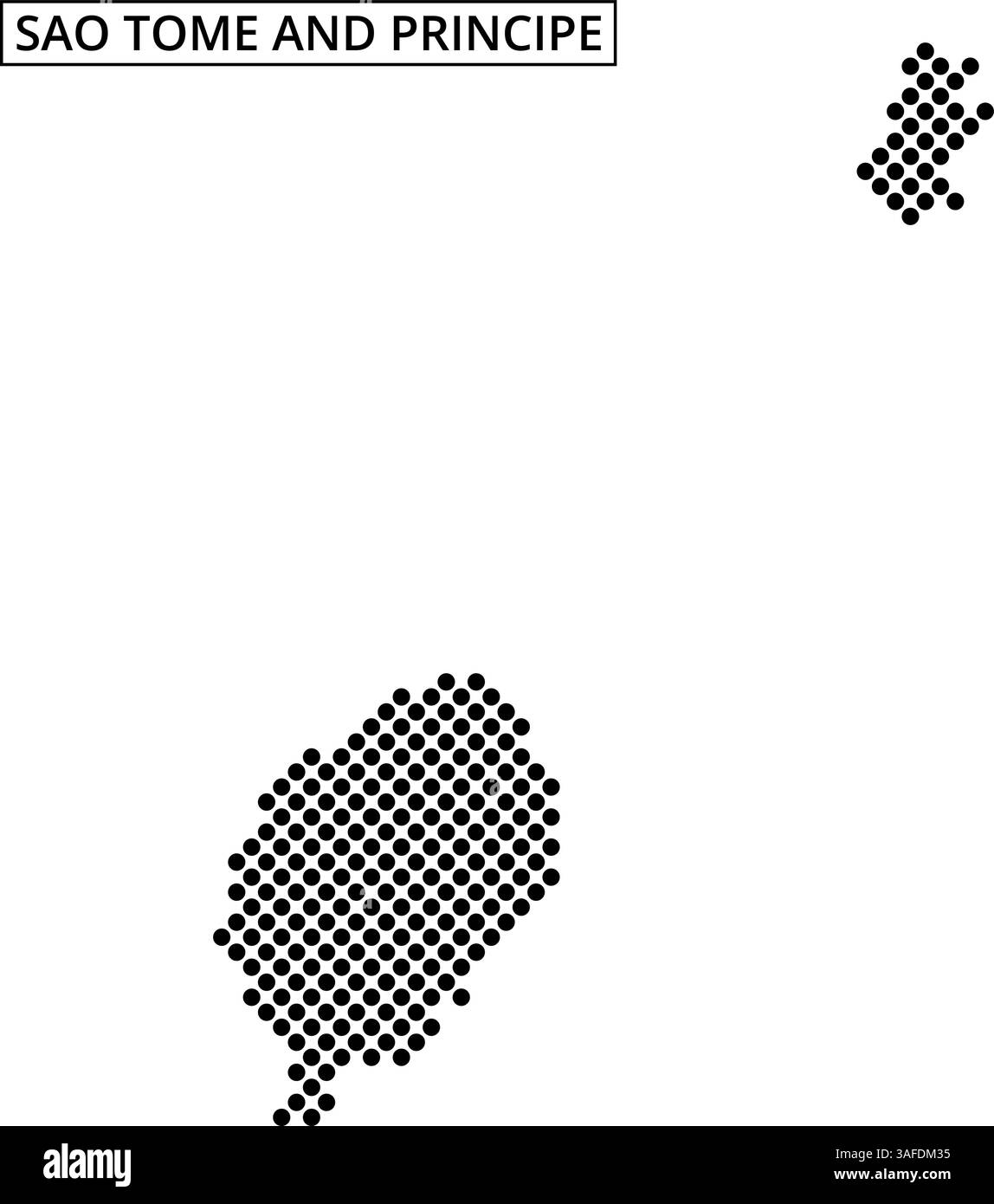 The graphic showcases a pixelated outline of Sao Tome and Principe ...