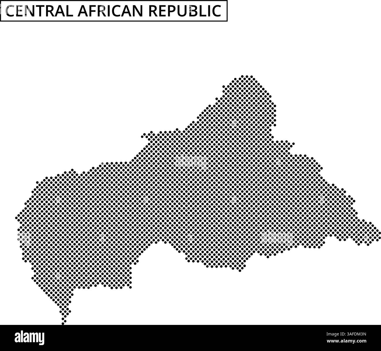 The outline of Central African Republic is displayed with a dotted ...