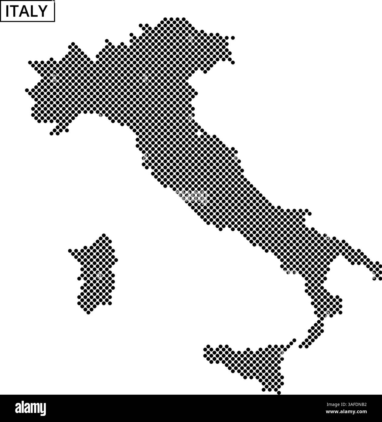 A dotted outline map of Italy highlights its geographical shape. This ...