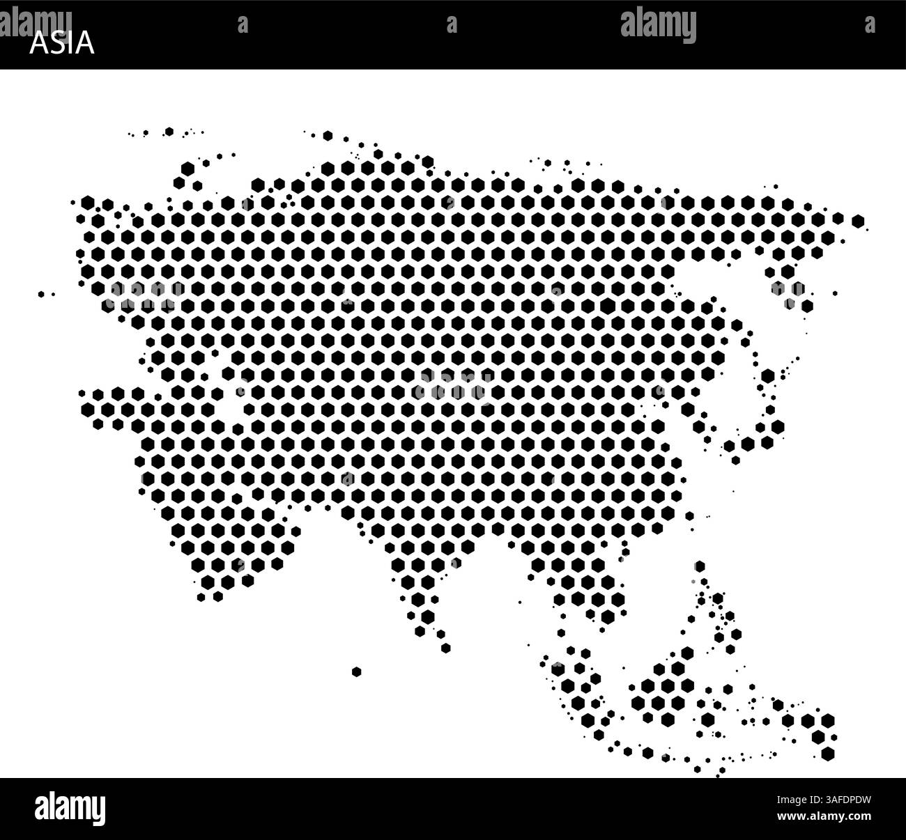 A dot pattern map outlines the geographical boundaries of Asia ...