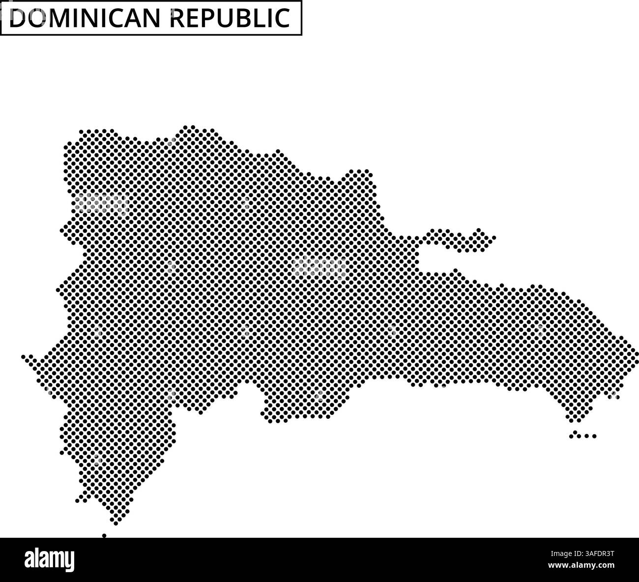 A dotted pattern outlines the shape of the Dominican Republic ...
