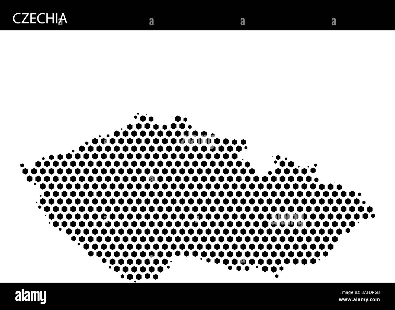 A dotted map of Czechia showcases its borders and geographical features ...