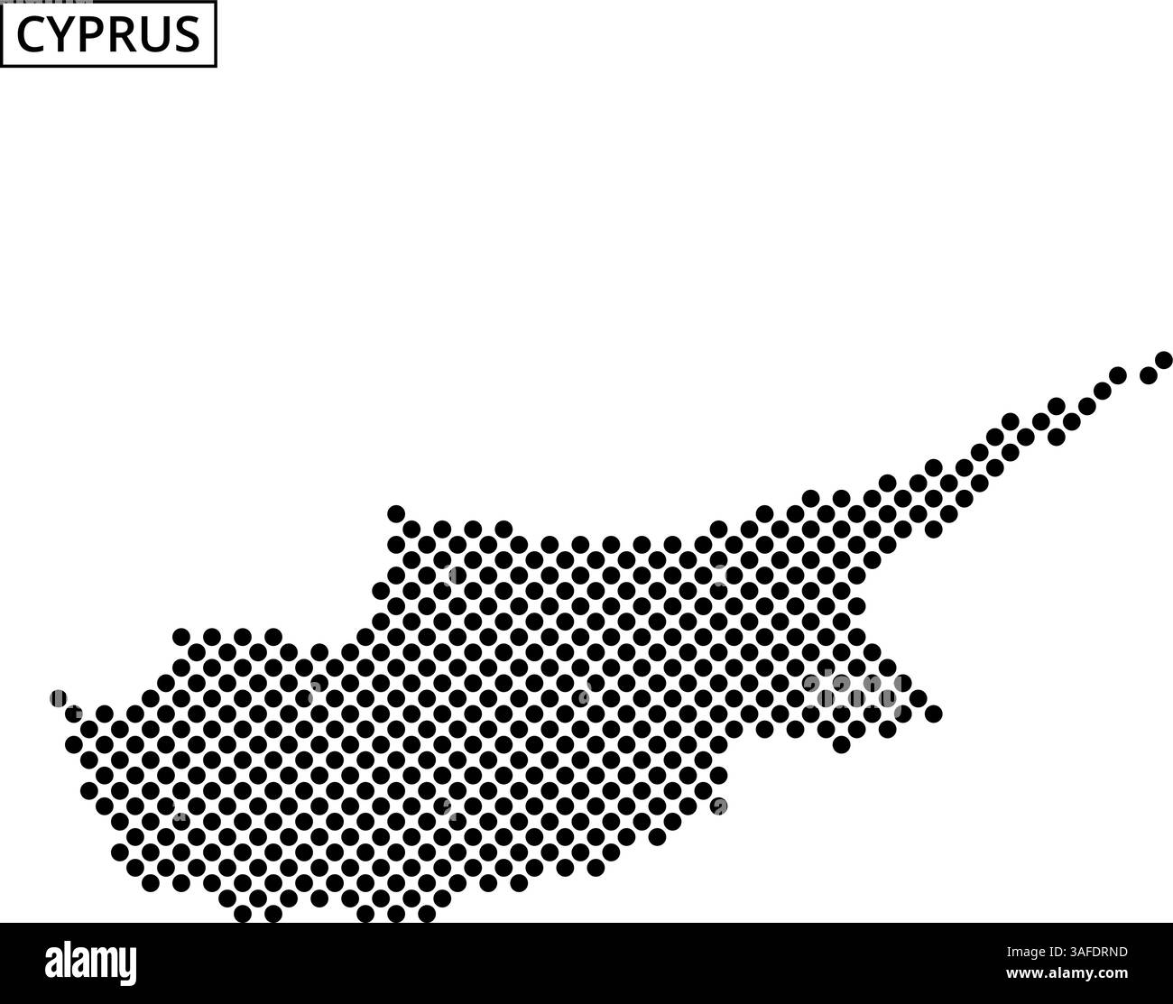 A dotted map of Cyprus is showcased on a white background, emphasizing ...