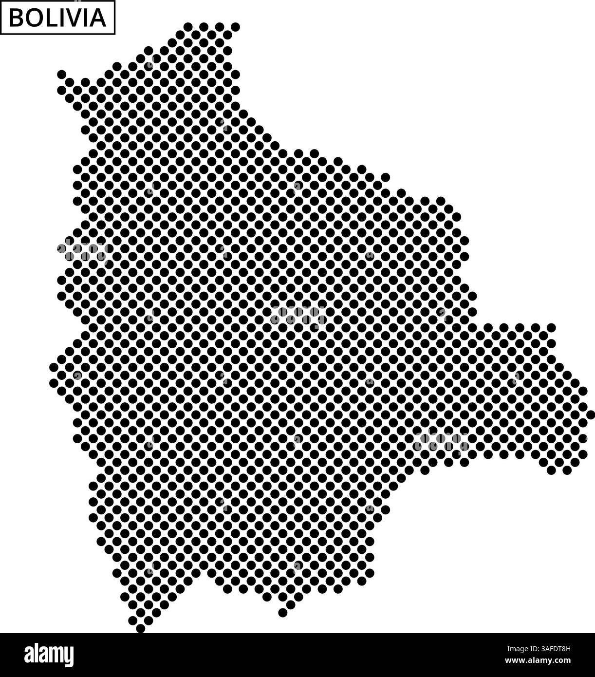 A detailed dotted design illustrating the geographical shape of Bolivia ...